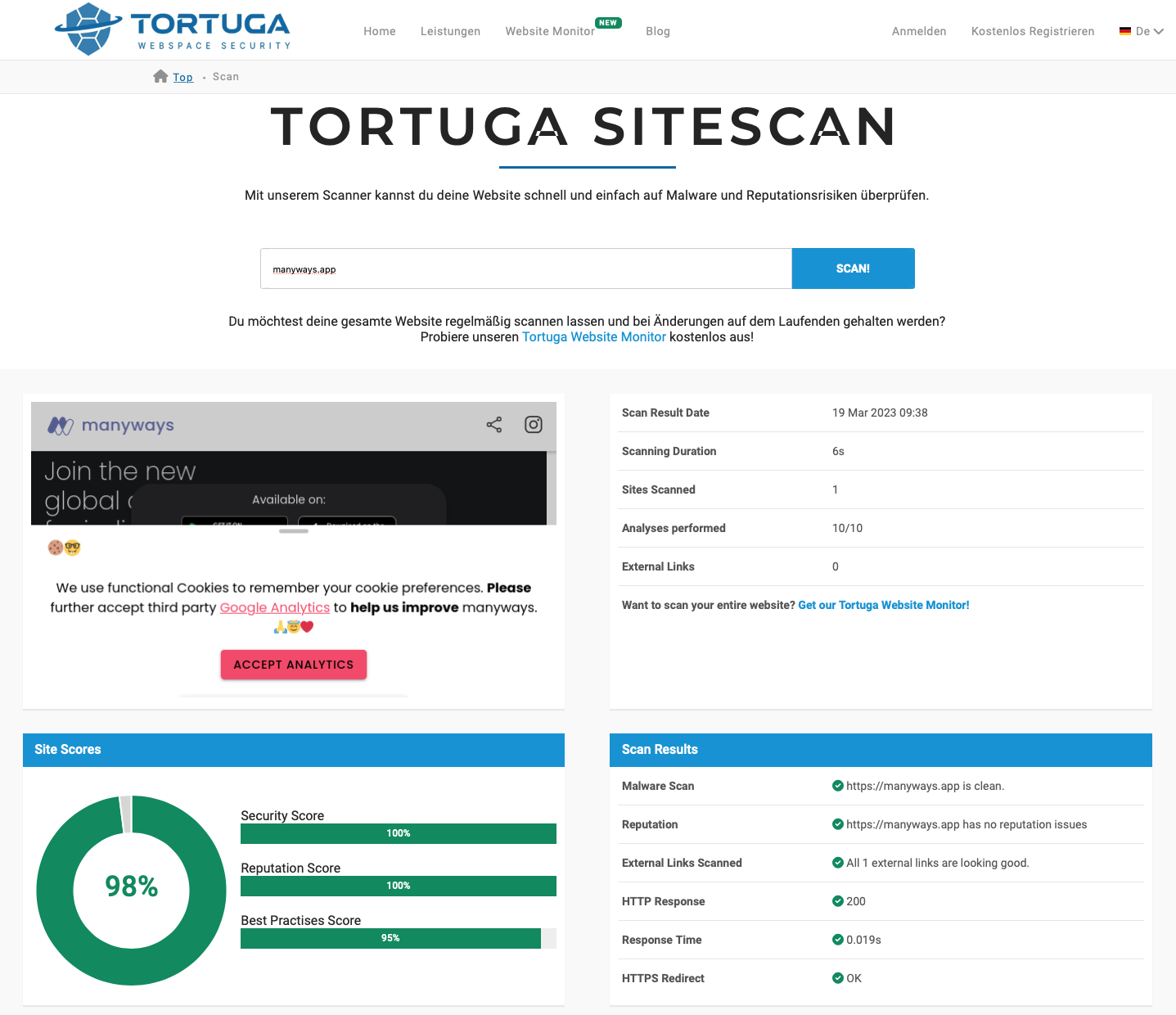 Schnell-Check mit dem Tortuga Site Scan
